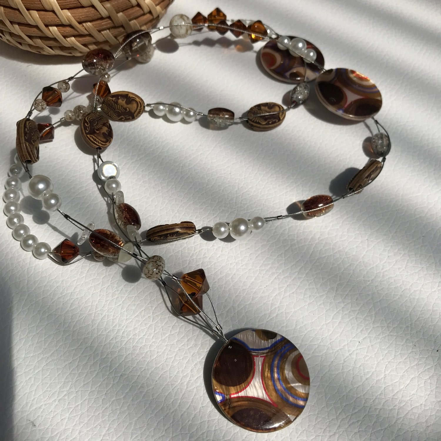 Braun-weiße Kette lang - Tina Hazel